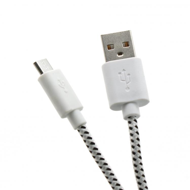Cable USB 2.0 A-plug to Micro B-plug 1m SBOX Braided White - Анхоч