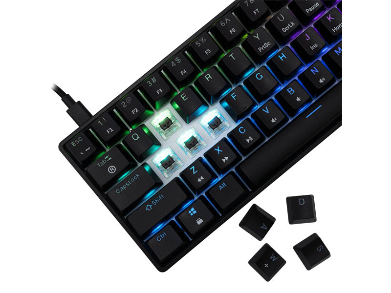 Keyboard White Shark Gaming Shinobi 2 60% Mechanical RGB Black Brown ...