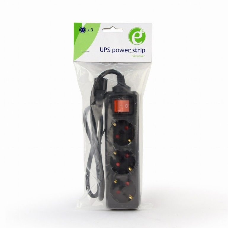 Power Strip Energenie 0.6m 16A 3 Sockets C14 Plug for UPS Black - Анхоч