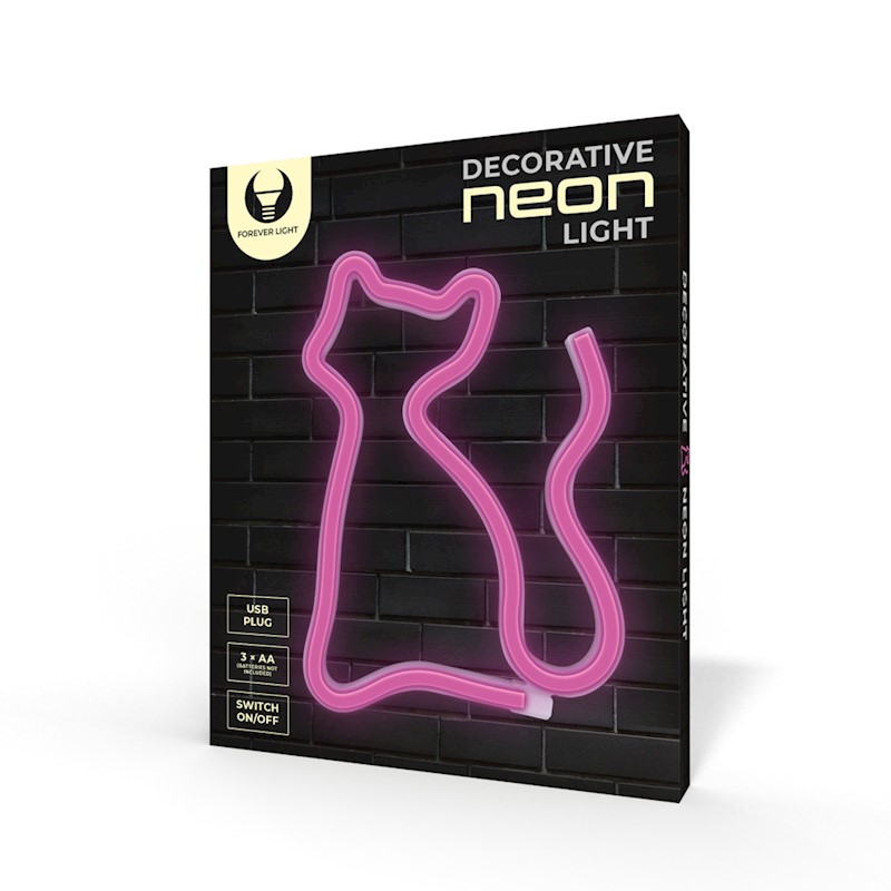 Wall LED Lights Neon Cat FLNE04 Pink - Анхоч