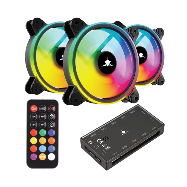 Case Fan 120x120x25 White Shark Nebula 2 ARGB KIT w/Remote & HUB Black ...