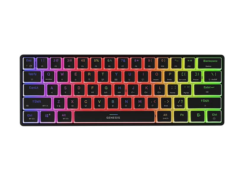 Keyboard Genesis Gaming Thor 660 G2 Wireless Mechanical 60% RGB Black ...