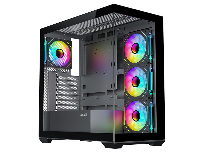 ATX Midi Tower Case SAMA SV-01 Black ARGB w/USB 3.0, Type-C, 4x 120mm ...
