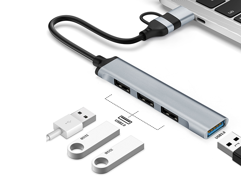 USB HUB 3.0 Type C/USB-A to USB 2.0x3, USB 3.0x1 Adapter Tracer A4 - Анхоч
