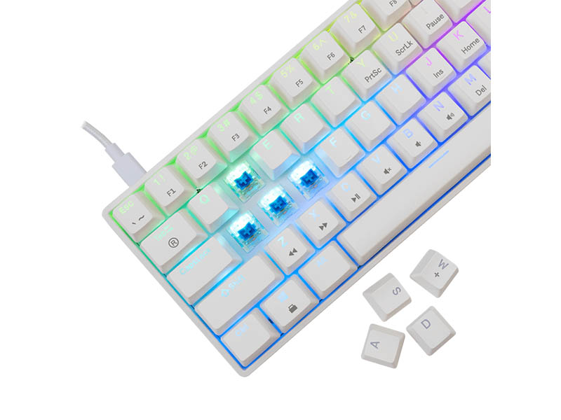 Keyboard White Shark Gaming Shinobi 2 60% Mechanical RGB White Blue ...